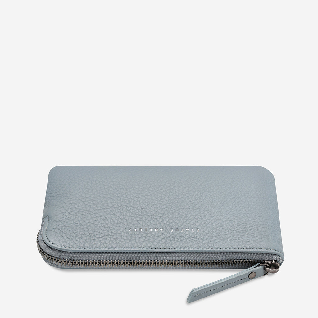 Smoke and Mirrors Powder Blue Leather Pouch | Status Anxiety® Official