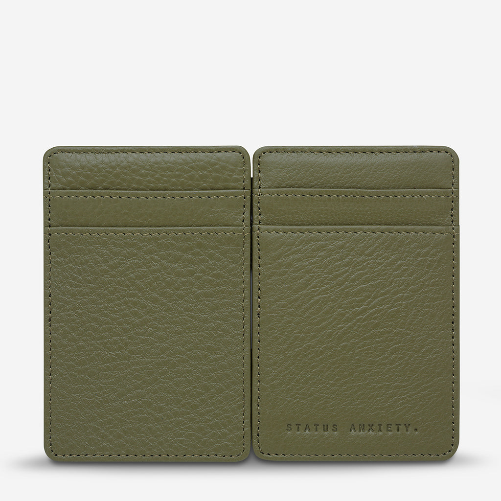 Magic Flip Khaki Leather Men's Wallet | Status Anxiety® Official